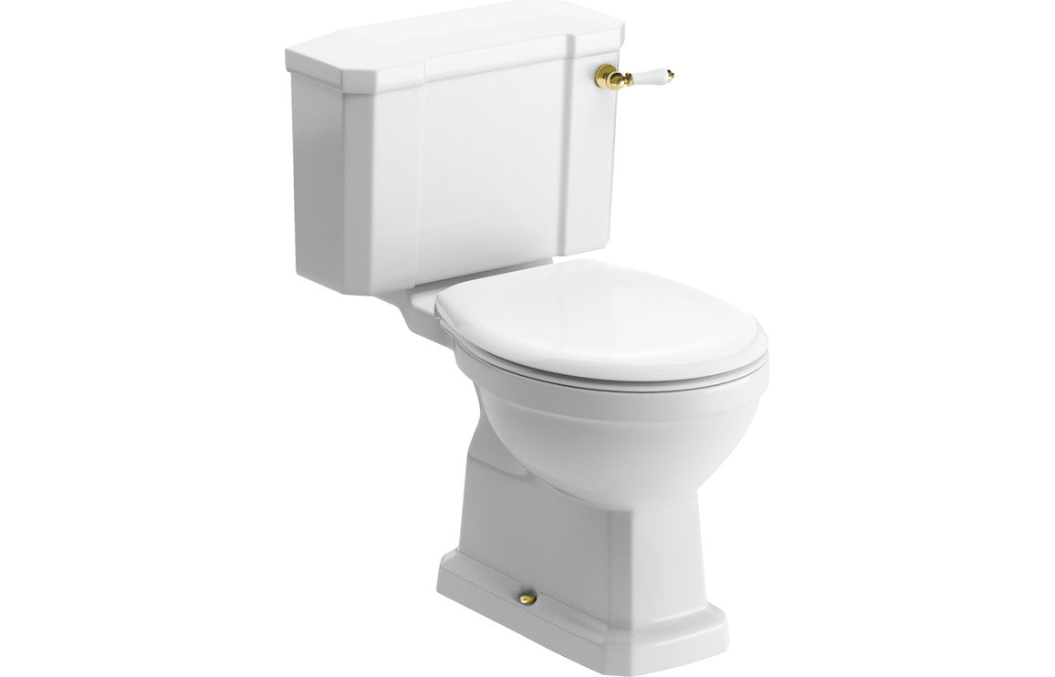 York Close Coupled WC w/Brushed Brass Finish & Soft Close Seat ...