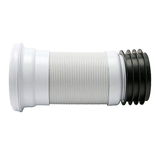 4" PVC WC Flexible Toilet Short Waste Connector Expandable 200mm to 35